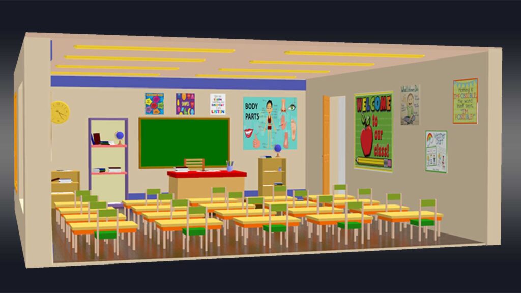 3D Classroom Interior Environment - Animatics Asset Store