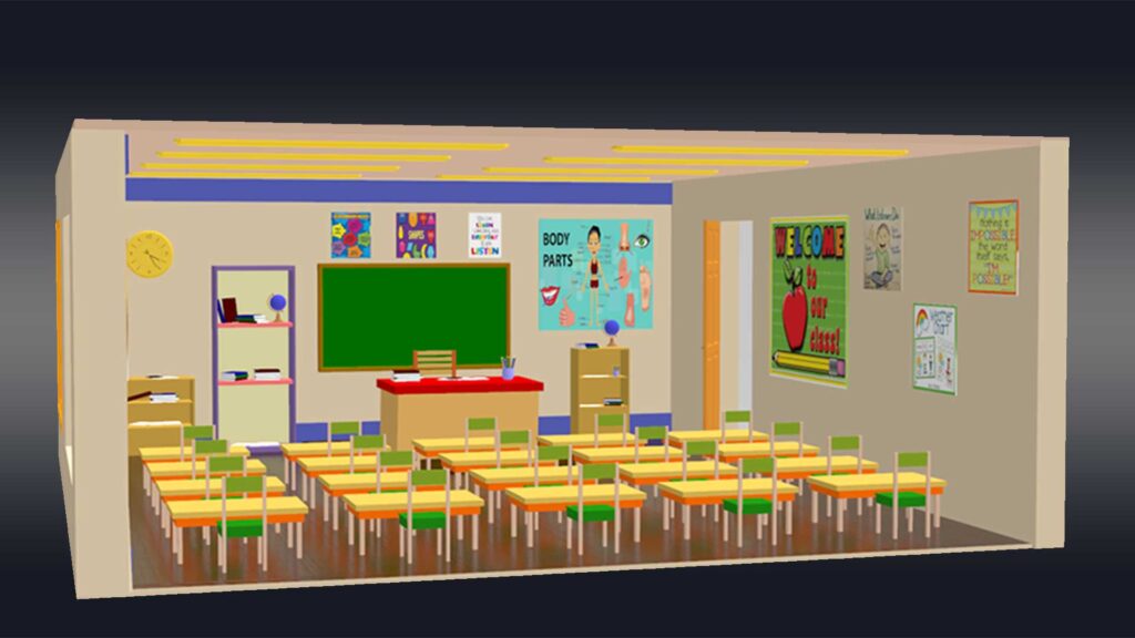 3D Classroom Interior Environment - Animatics Asset Store